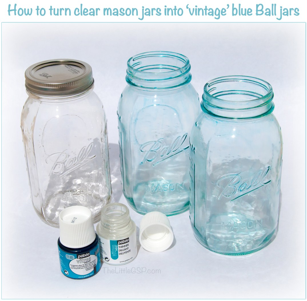 DIY “Vintage” Blue Mason Jars | The Little GSP